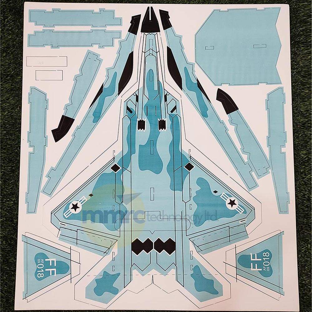 F22 720mm Wingspan RC Airplane Fixed Wing Frame KIT Camouflage Blue ...