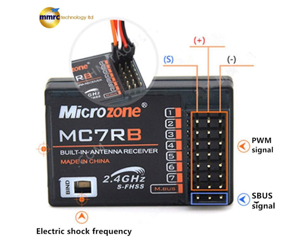 MicroZone MC7RB Receiver 6CH MC6C 2.4G 800M Controller Transmitter RC Airplane Drone Control ...